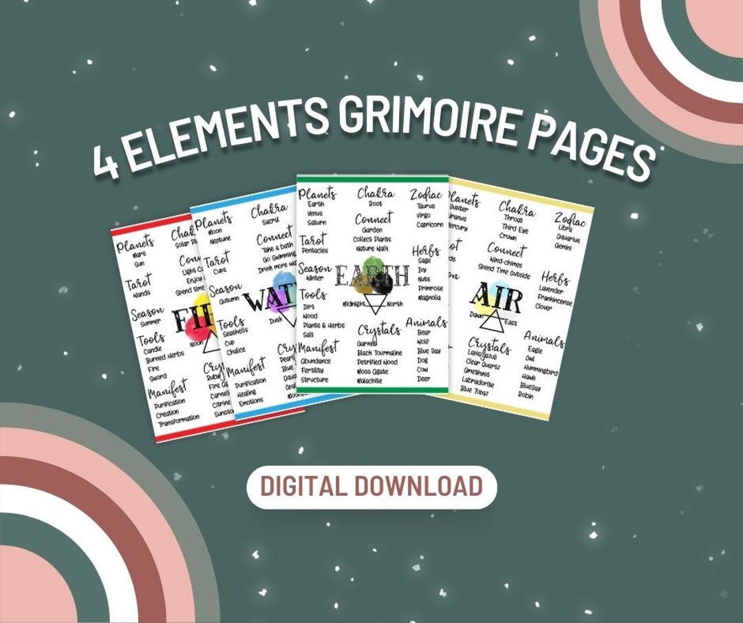 4 Elements Book of Shadows Pages - Etsy