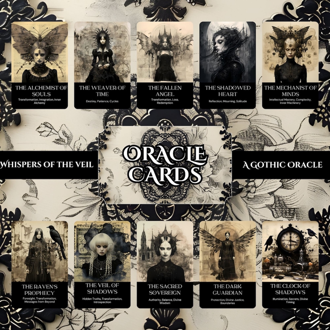 Whispers of the Veil: A Gothic Oracle 40 Card Deck and Guidebook ...