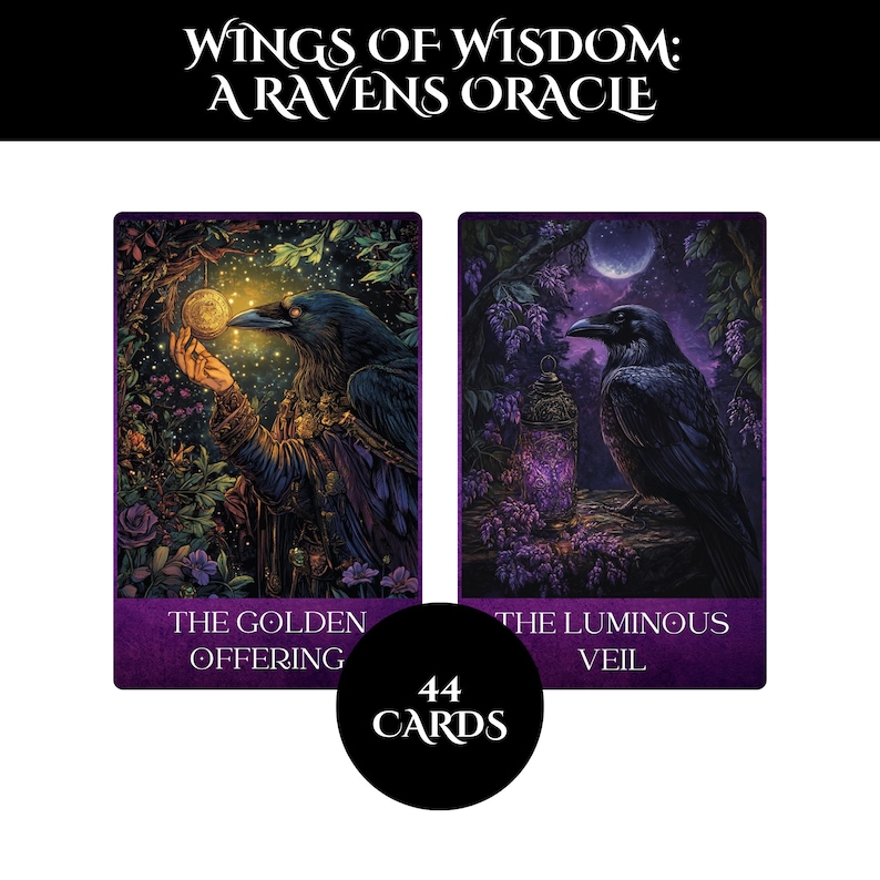 Wings of Wisdom: A Raven Oracle Deck - 44 Digital Download Cards With ...