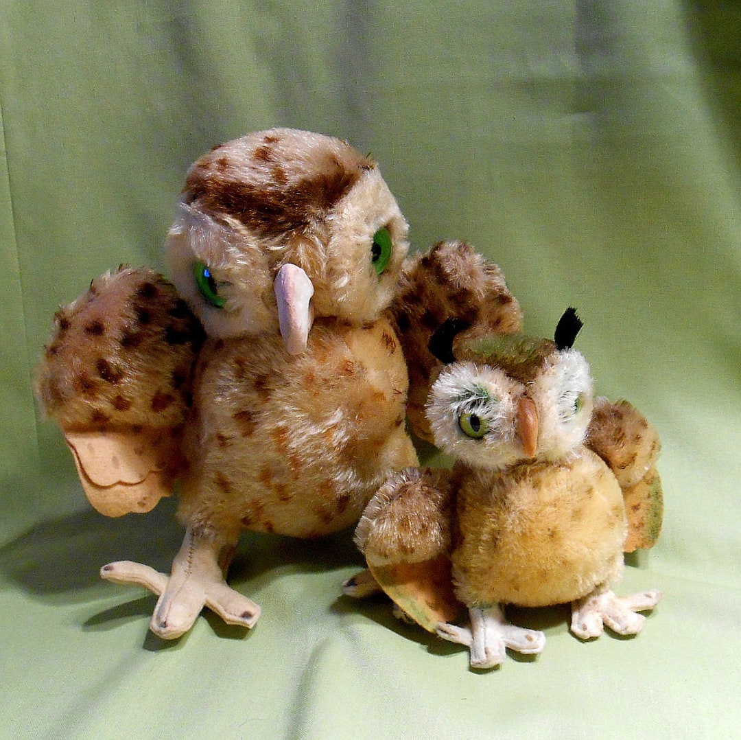 Two Vintage German Steiff Owls Mohair, 5 and 8, Germany, No Id's - Etsy