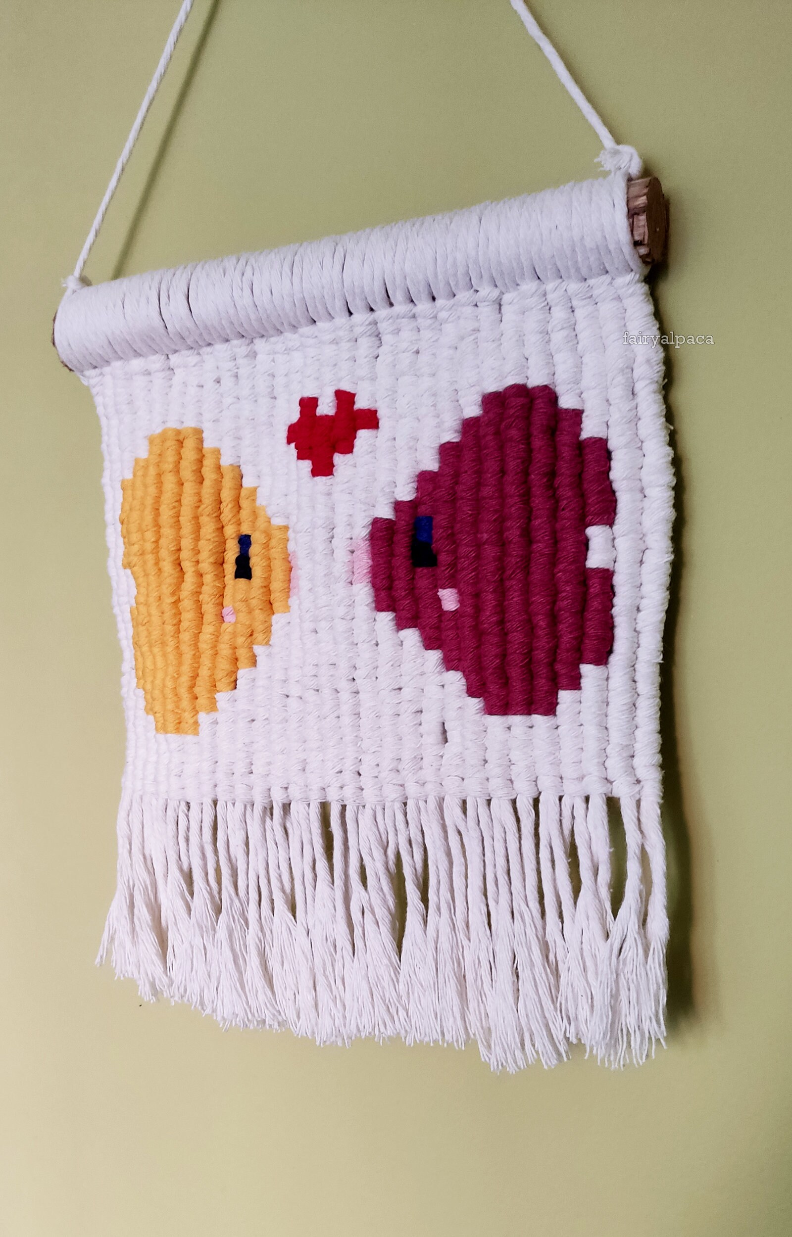Pokemon Macrame Pixelart Luvdisc Love Yarn Wood Nature Boho Style Wall ...