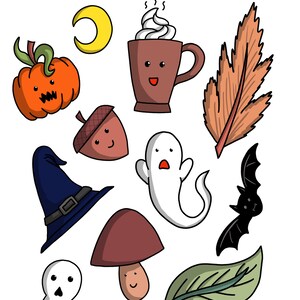 Autumn Halloween Sticker Sheet Kiss Cut Stickers Pumpkin Witch Mushroom ...