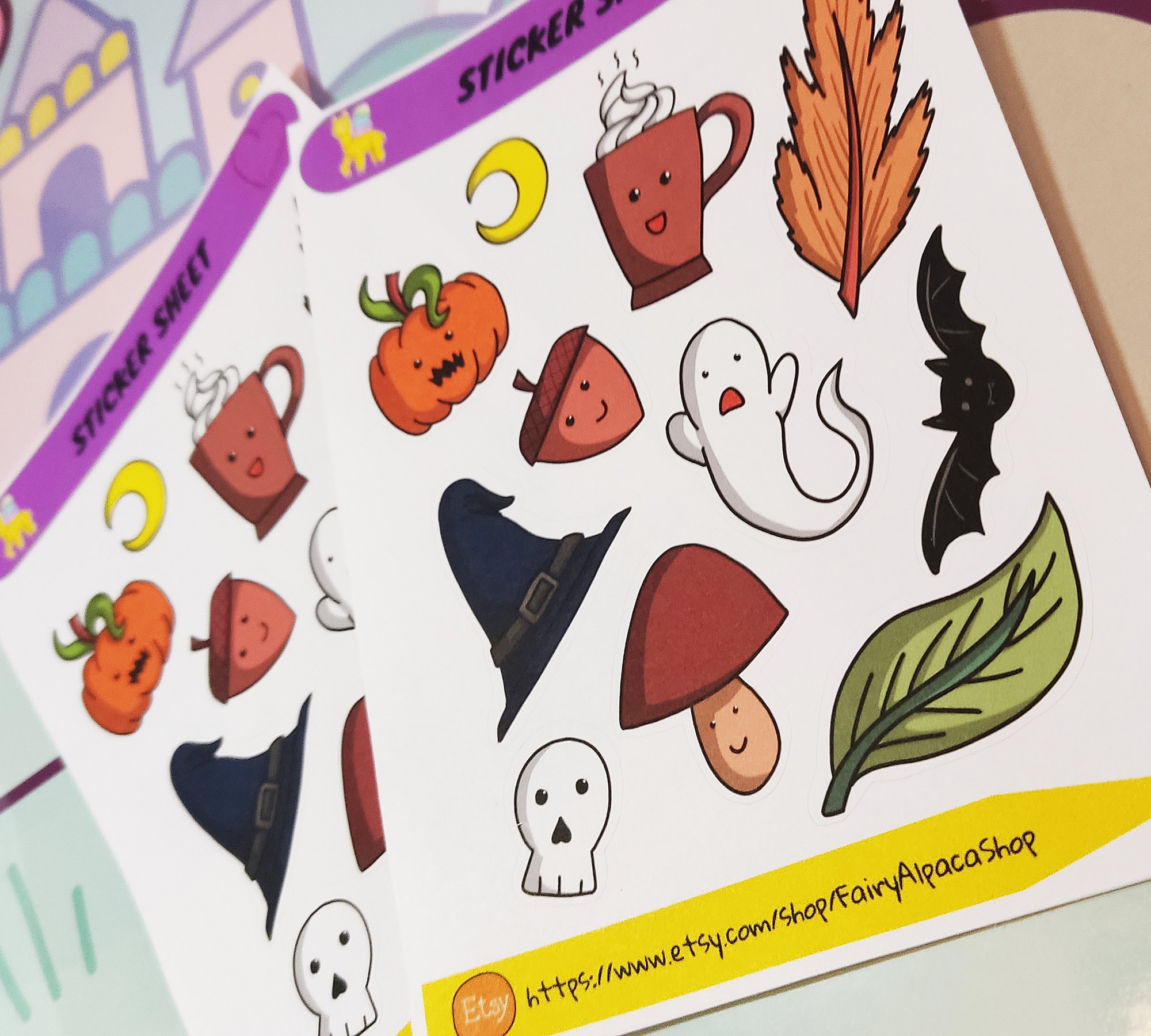 Autumn Halloween Sticker Sheet Kiss Cut Stickers Pumpkin Witch Mushroom ...
