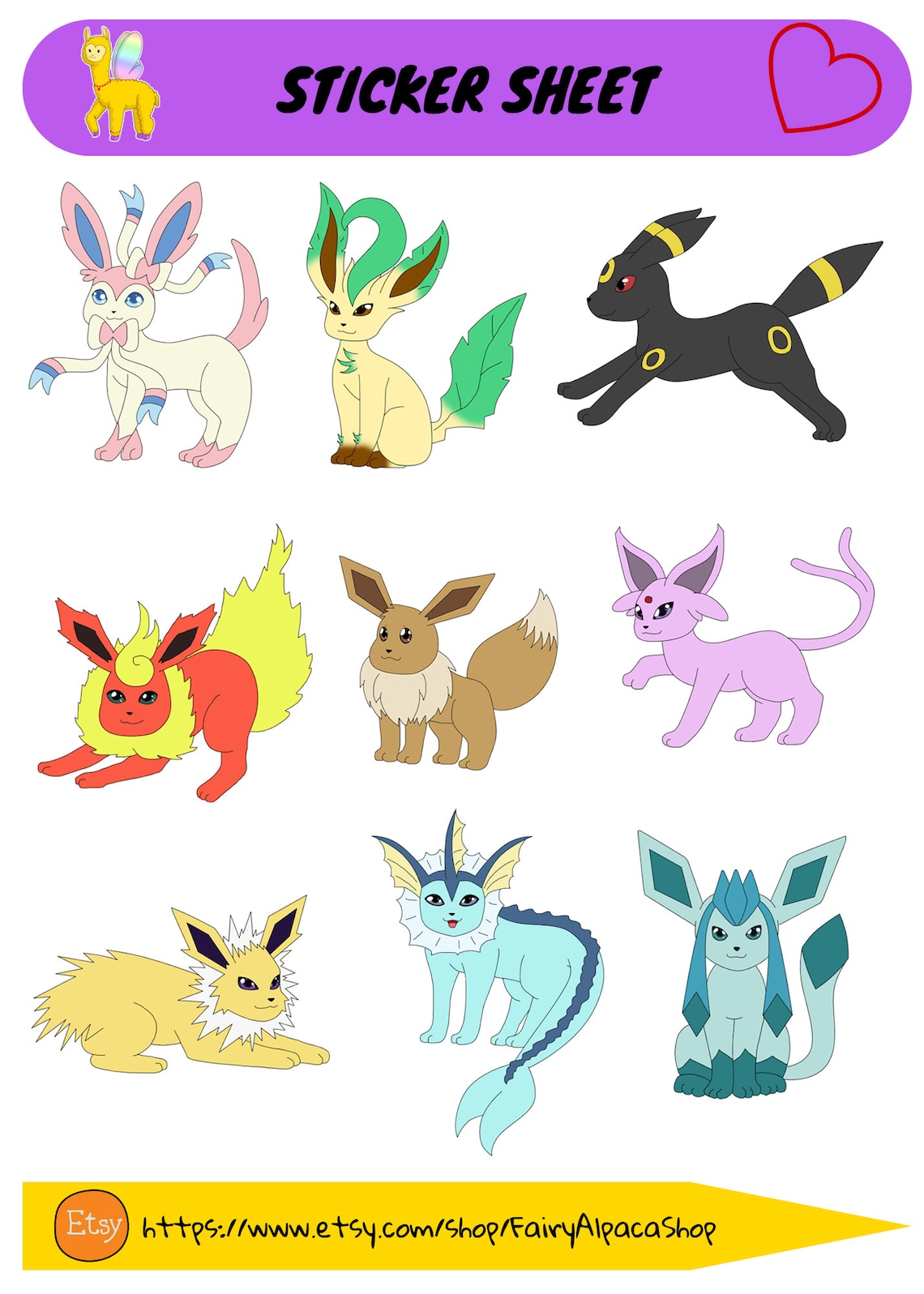 Eeveelution Pokemon Colorful Sticker Sheet Matte Kiss Cut - Etsy