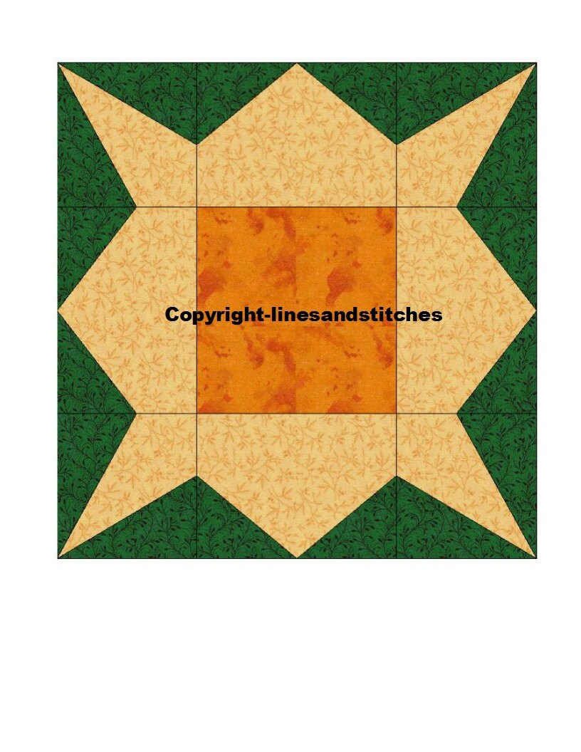 Daffodil Paper Pieced Quilt Block Pattern (PDF) - Etsy