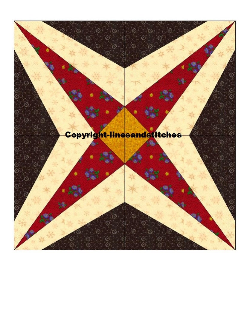 Bursting Star Paper Pieced Quilt Block Patten (PDF) - Etsy