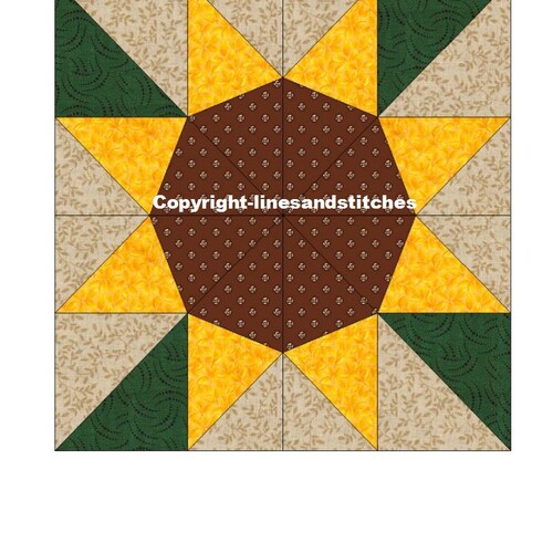 Sunflower Paper Pieced Quilt Block Pattern PDF - Etsy