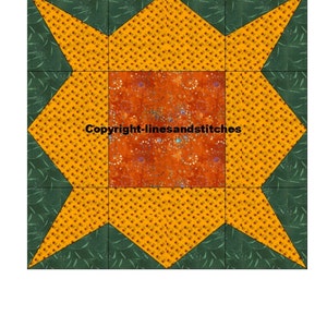 Daffodil Paper Pieced Quilt Block Pattern (PDF) - Etsy