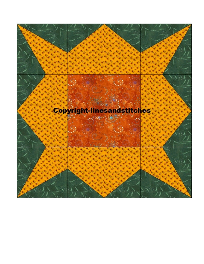 Daffodil Paper Pieced Quilt Block Pattern (PDF) - Etsy