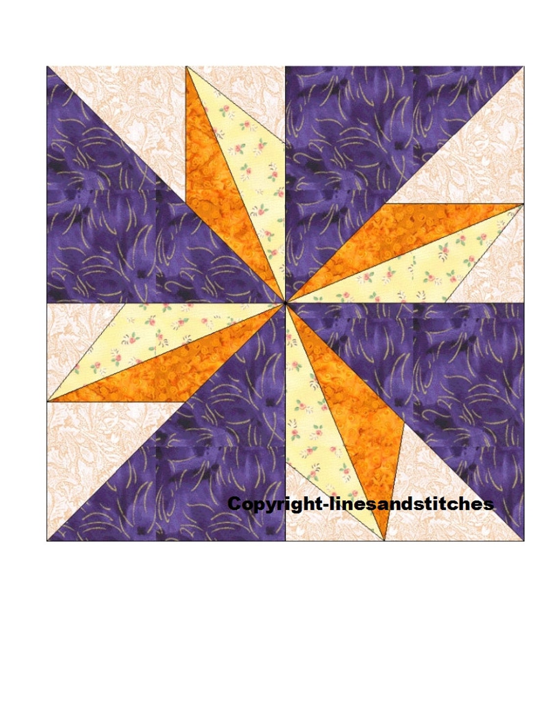 Shadow Star is a Paper Pieced Quilt Block Pattern (PDF) - Etsy