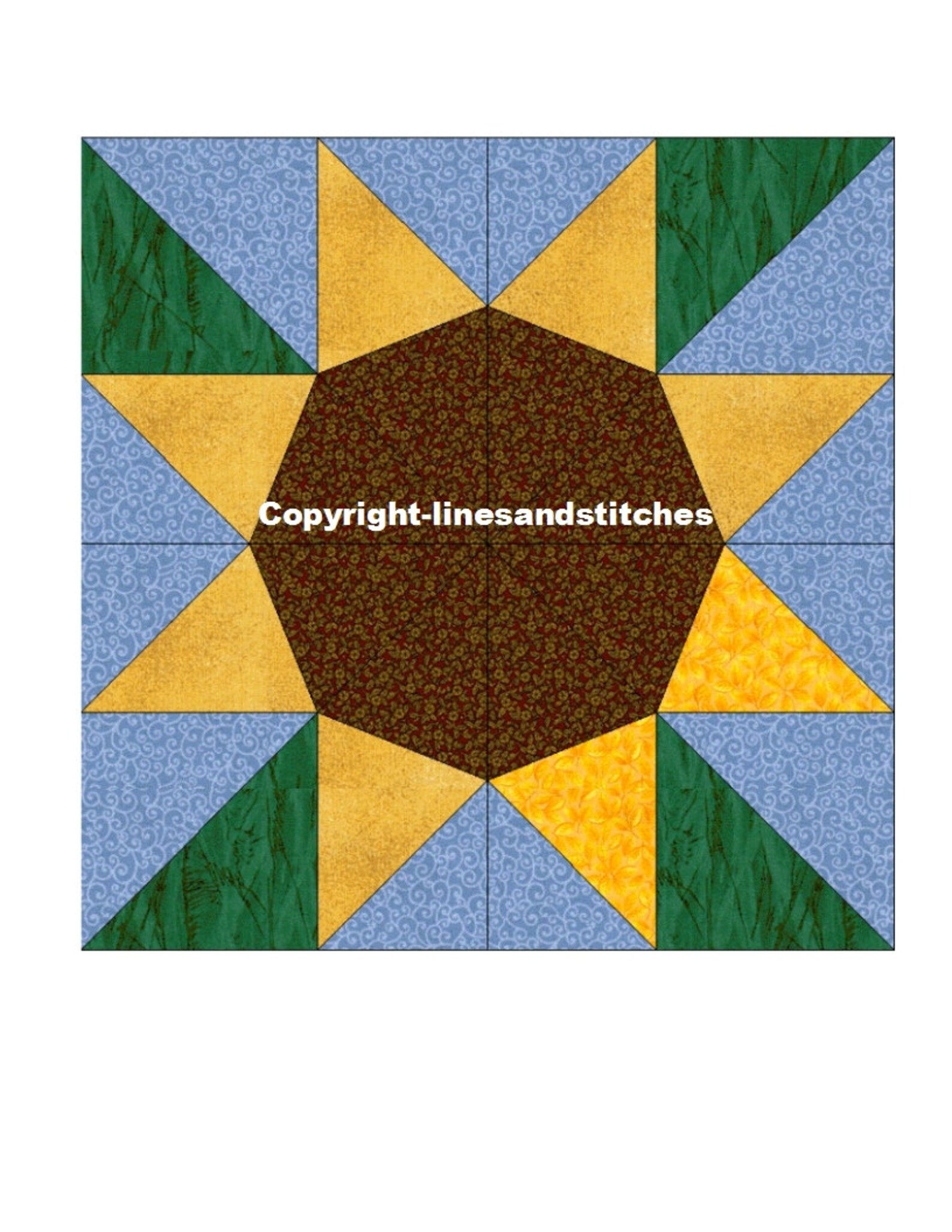 Sunflower Paper Pieced Quilt Block Pattern (PDF) - Etsy