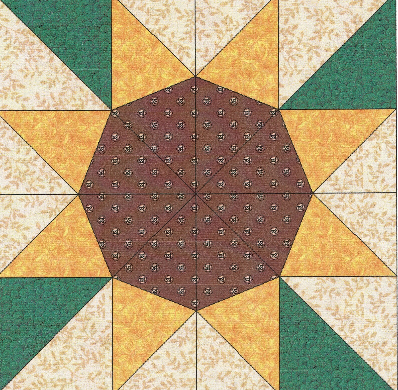 12- Inch Sunflower Paper Pieced Quilt Block Pattern - Etsy