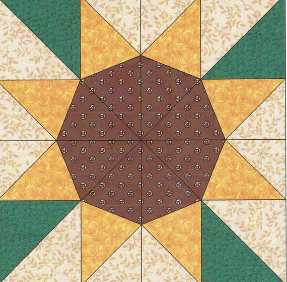12 Sunflower Quilt Block Patterns Pattern, Scrappy Sun Quilt Block By