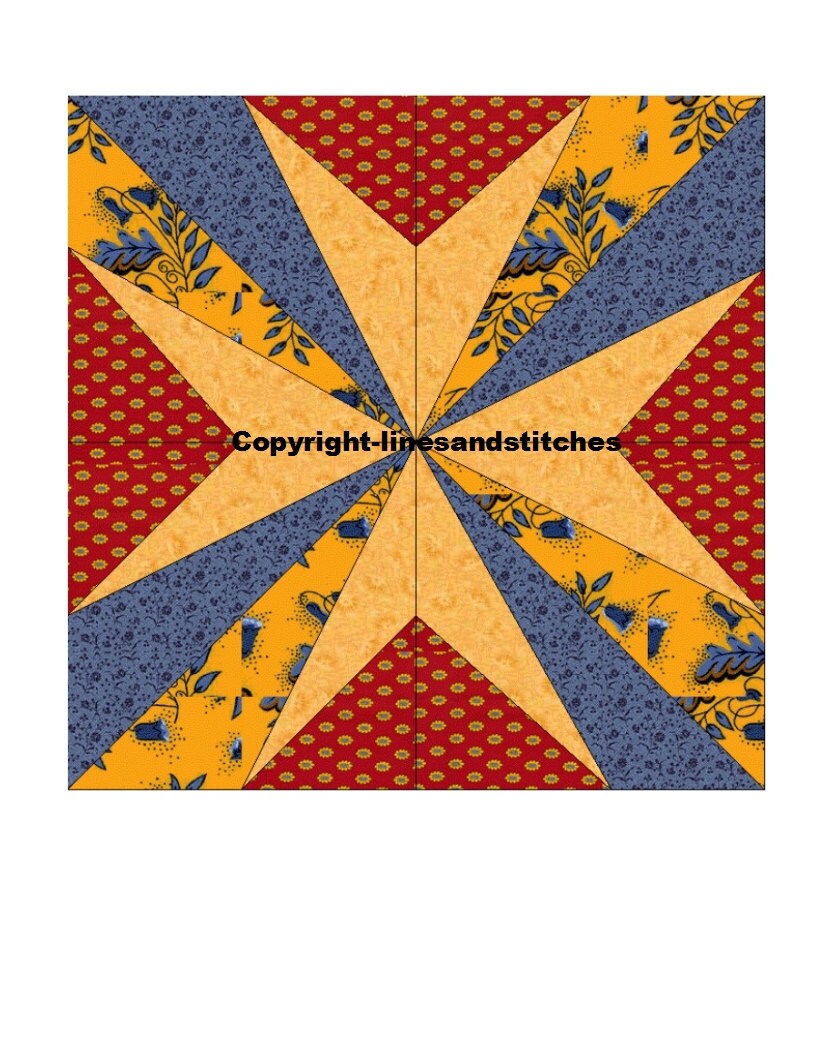 Diamonds and Stars Paper Pieced Quilt Block Pattern (PDF) - Etsy