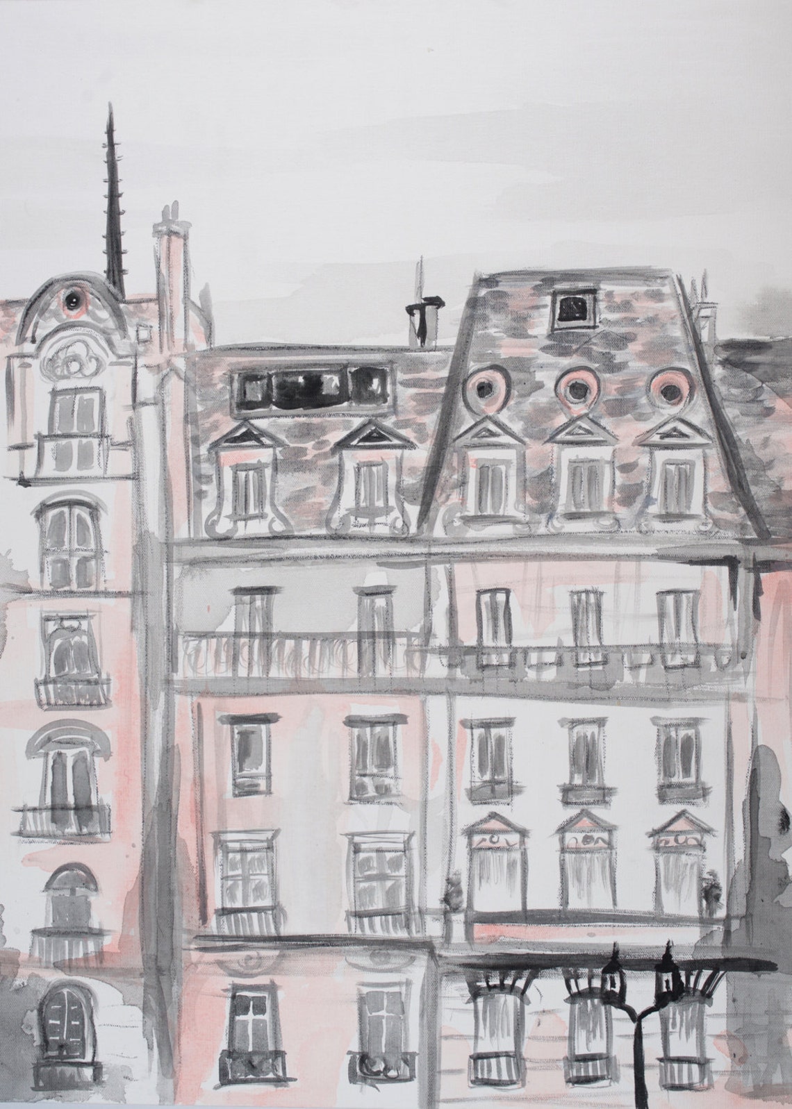 Pink Paris Buildings, Art Prints - Etsy