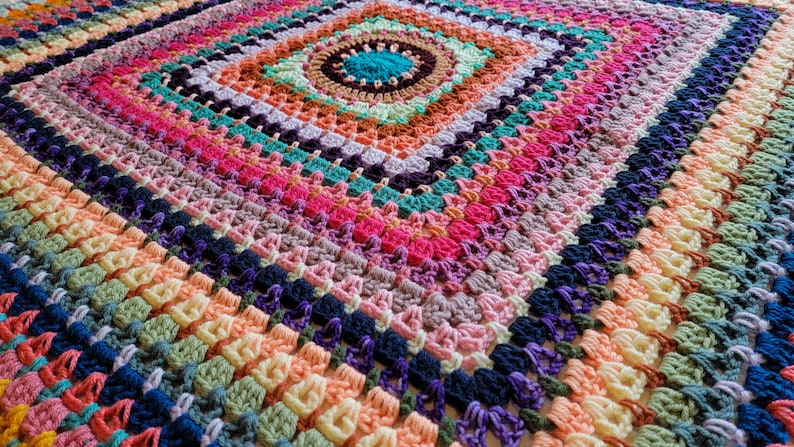 Lost in Love Crochet Afghan Pattern – Striped Square Blanket (PDF ...