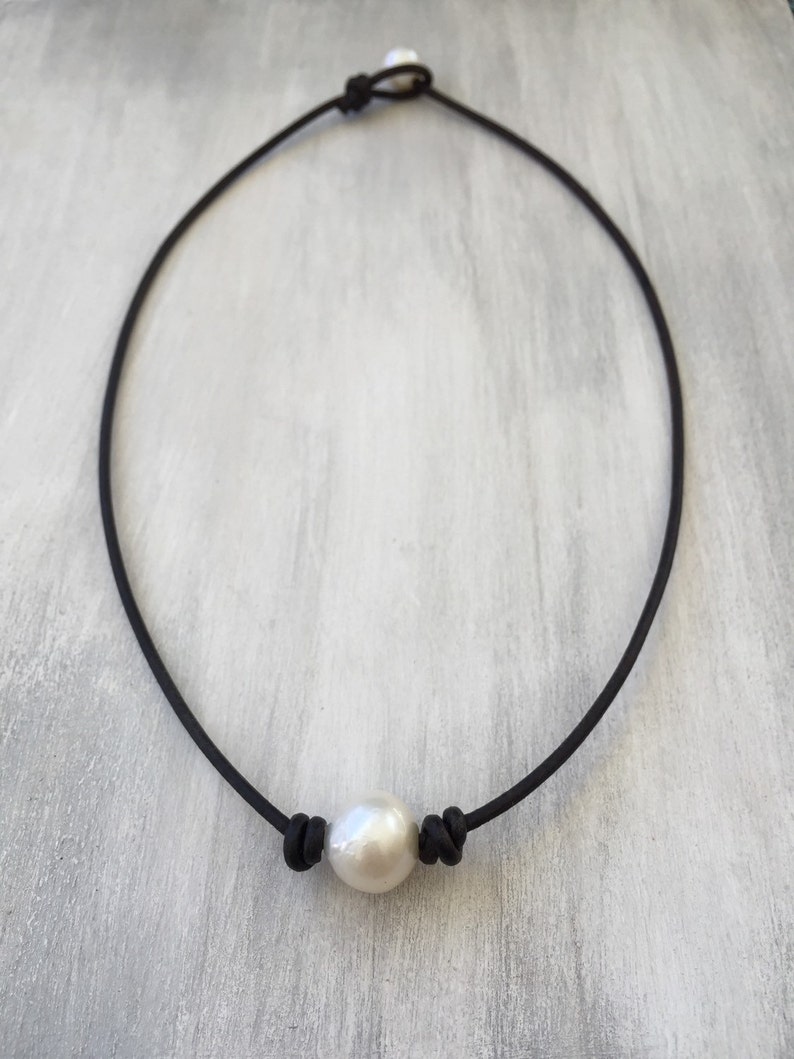 Pearl Choker Freshwater Pearl Choker T For Teen Leather Etsy