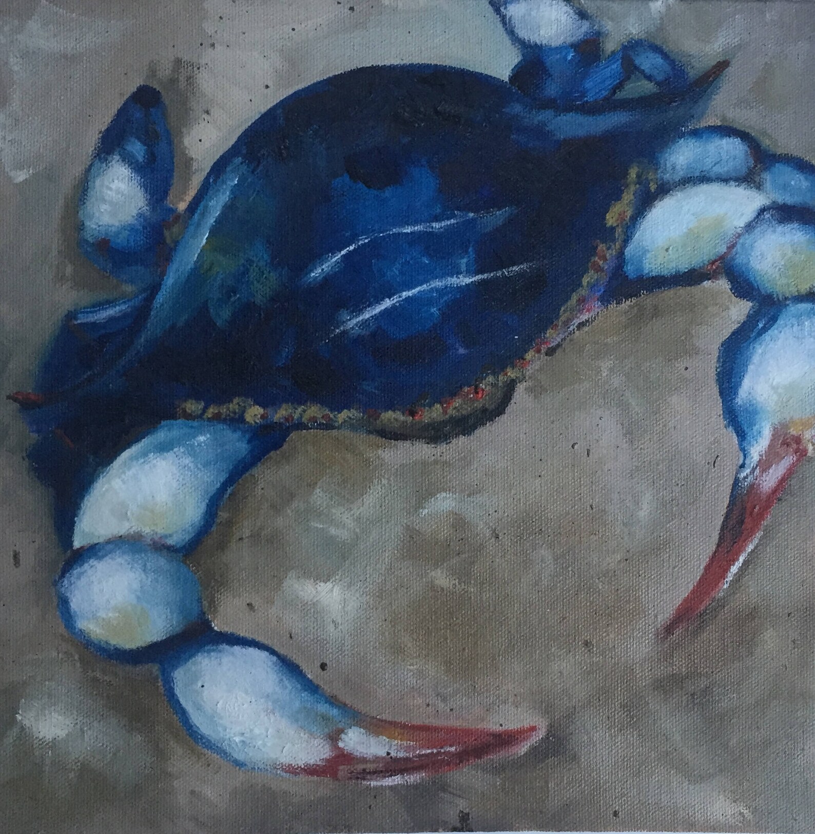 Blue Crab Oil Painting, Original, Coastal Wall Art, Coastal Decor ...