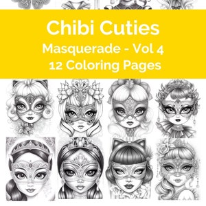 Chibi Cuties Masquerade Vol 4 Printable Coloring Pages for Adults PDF ...