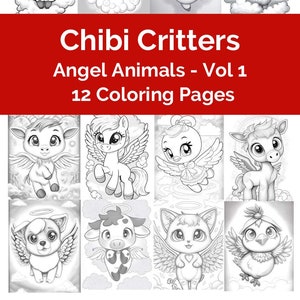 Chibi Critters Angel Animals Vol 1 Printable Coloring Pages for Adults ...