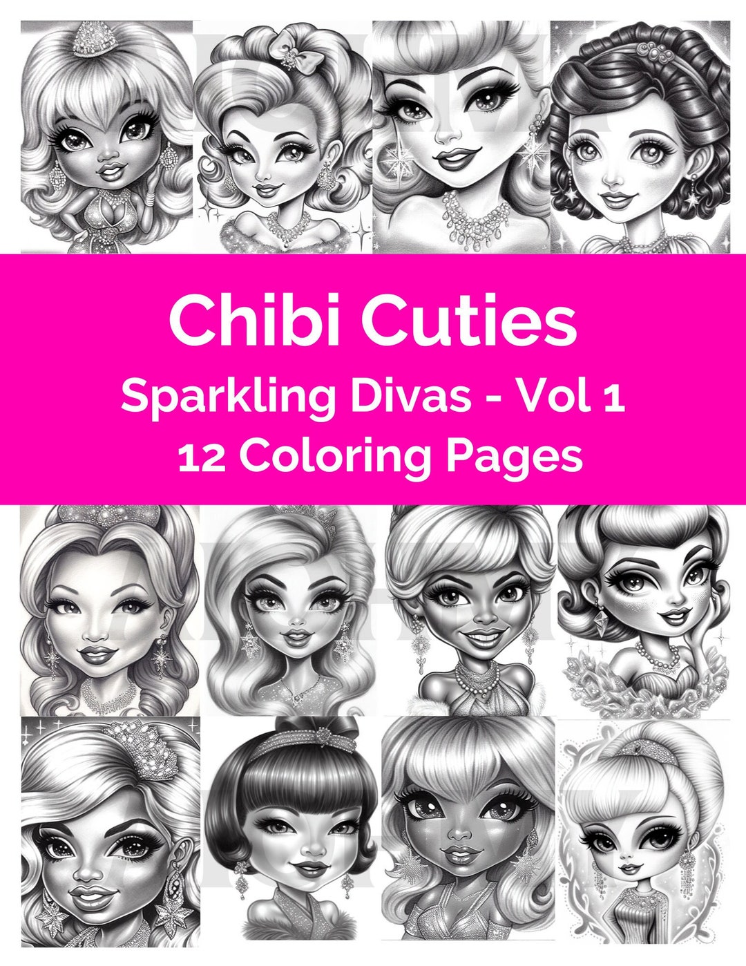 Chibi Cuties Sparkling Divas Vol 1 Printable Coloring - Etsy
