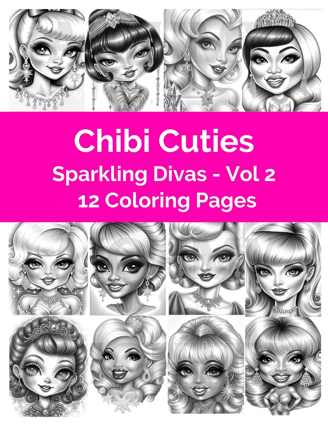 Chibi Cuties Sparkling Divas Vol 2 Printable Coloring Pages for Adults ...