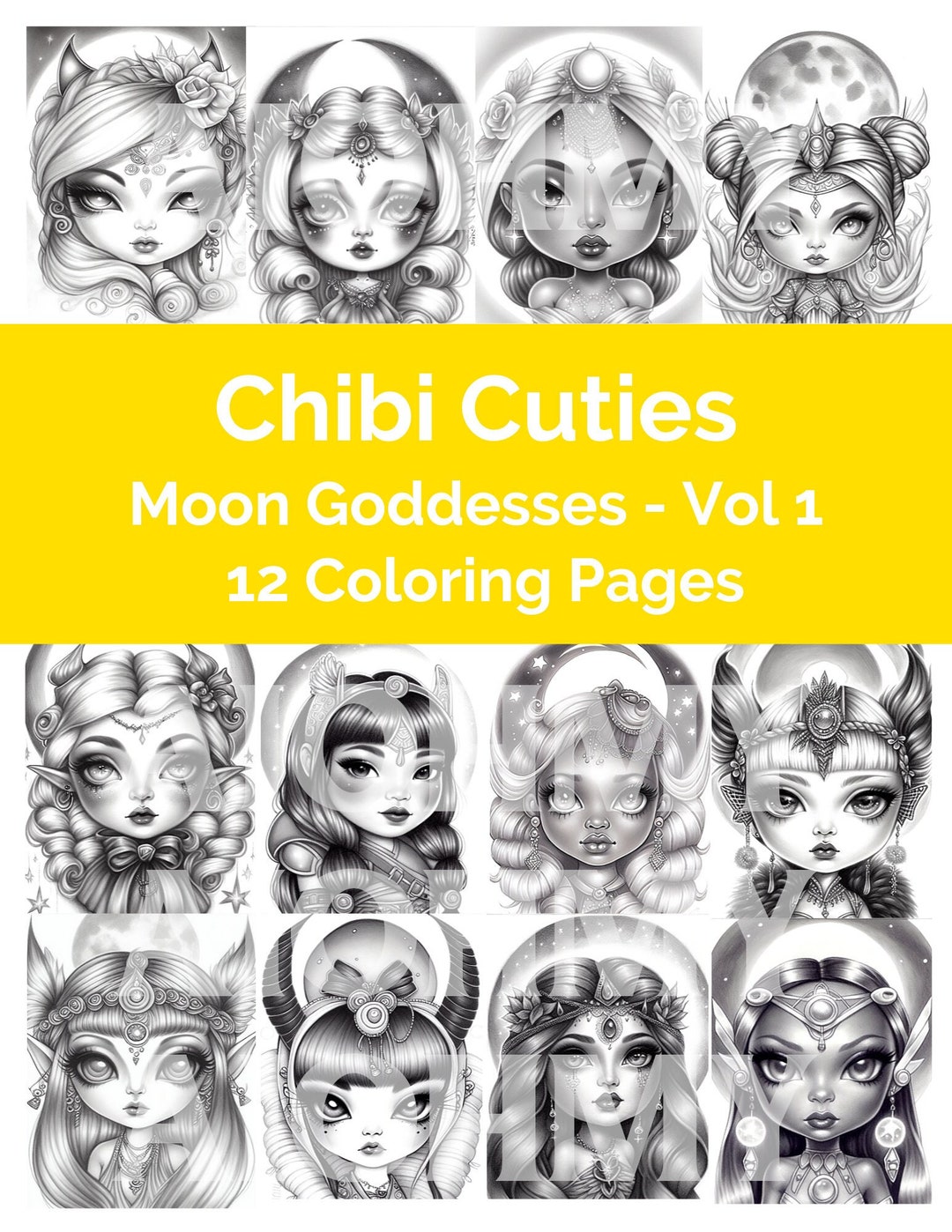 Chibi Cuties Moon Goddesses Vol 1 Printable Coloring Pages - Etsy