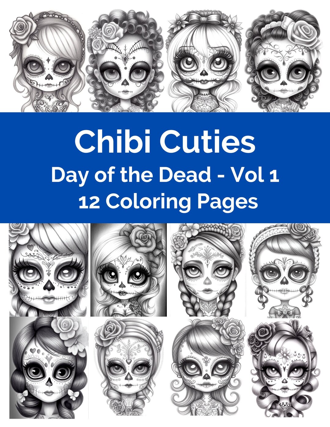 Chibi Cuties Day of the Dead Vol 1 Printable Coloring Pages for Adults ...