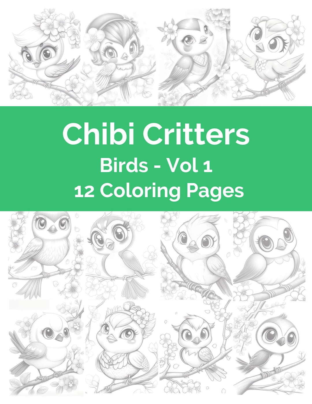 Chibi Critters Birds Vol 1 Printable Coloring Pages for Adults PDF ...