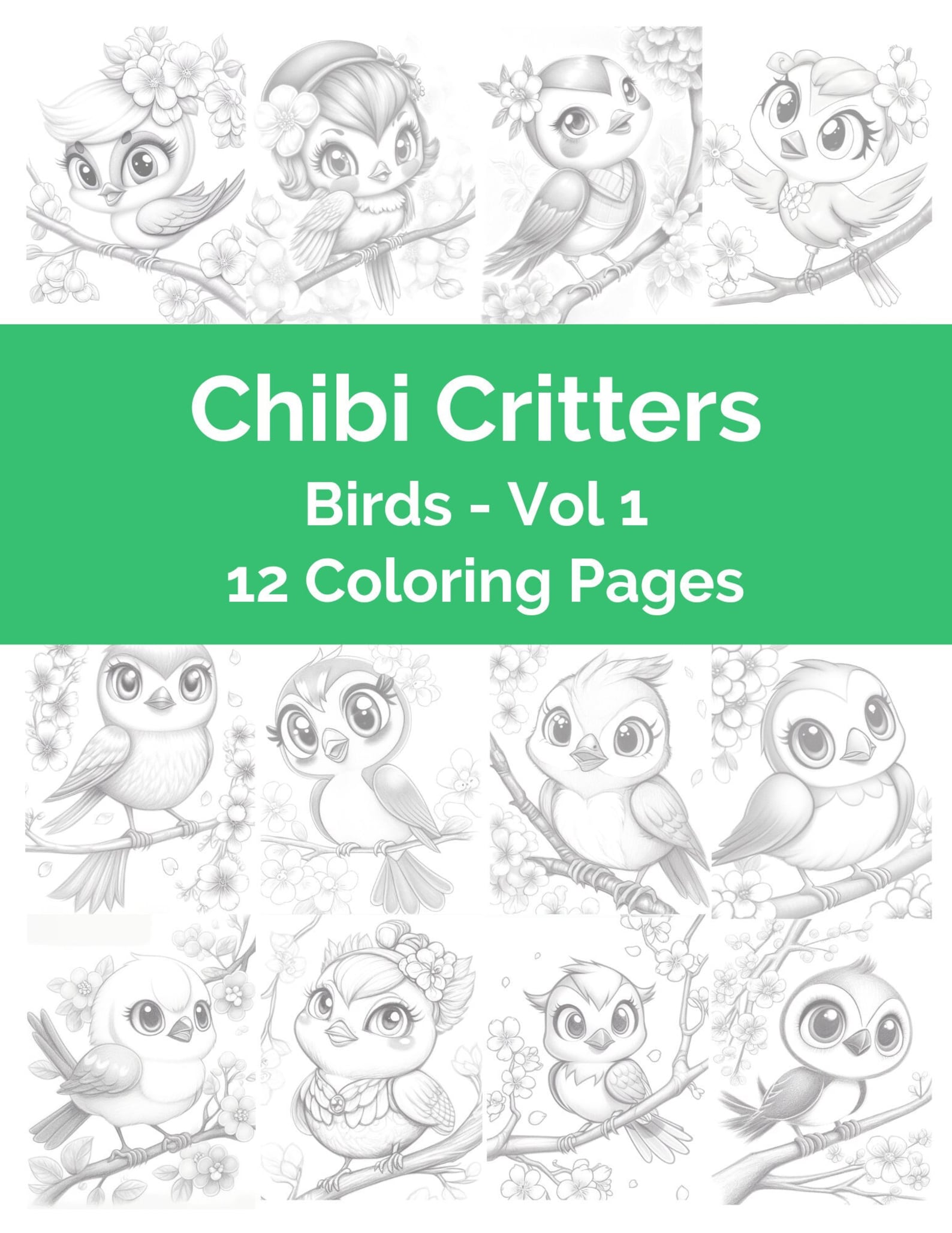Chibi Critters Birds Vol 1 Printable Coloring Pages for Adults PDF ...