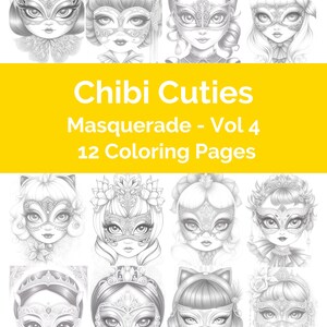 Chibi Cuties Masquerade Vol 4 Printable Coloring Pages for Adults PDF ...