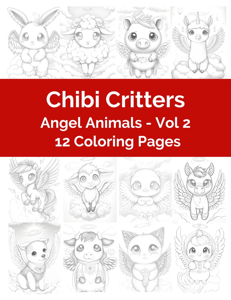Chibi Critters Angel Animals Vol 2 Printable Coloring - Etsy