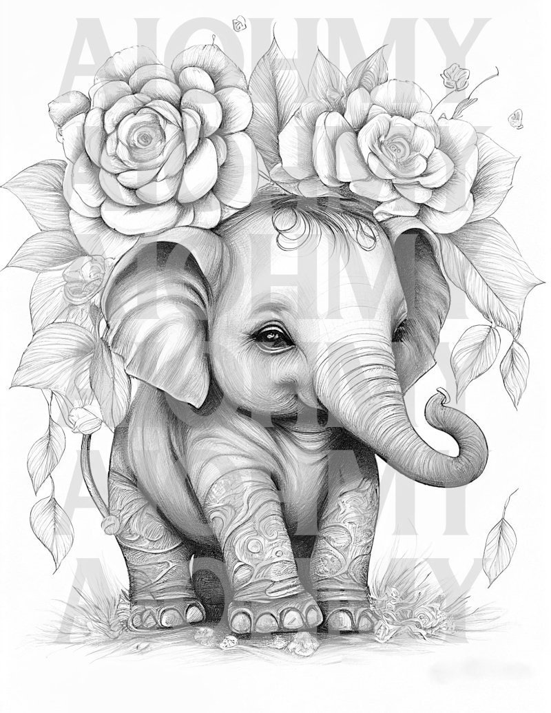 Baby Elephant Coloring Page