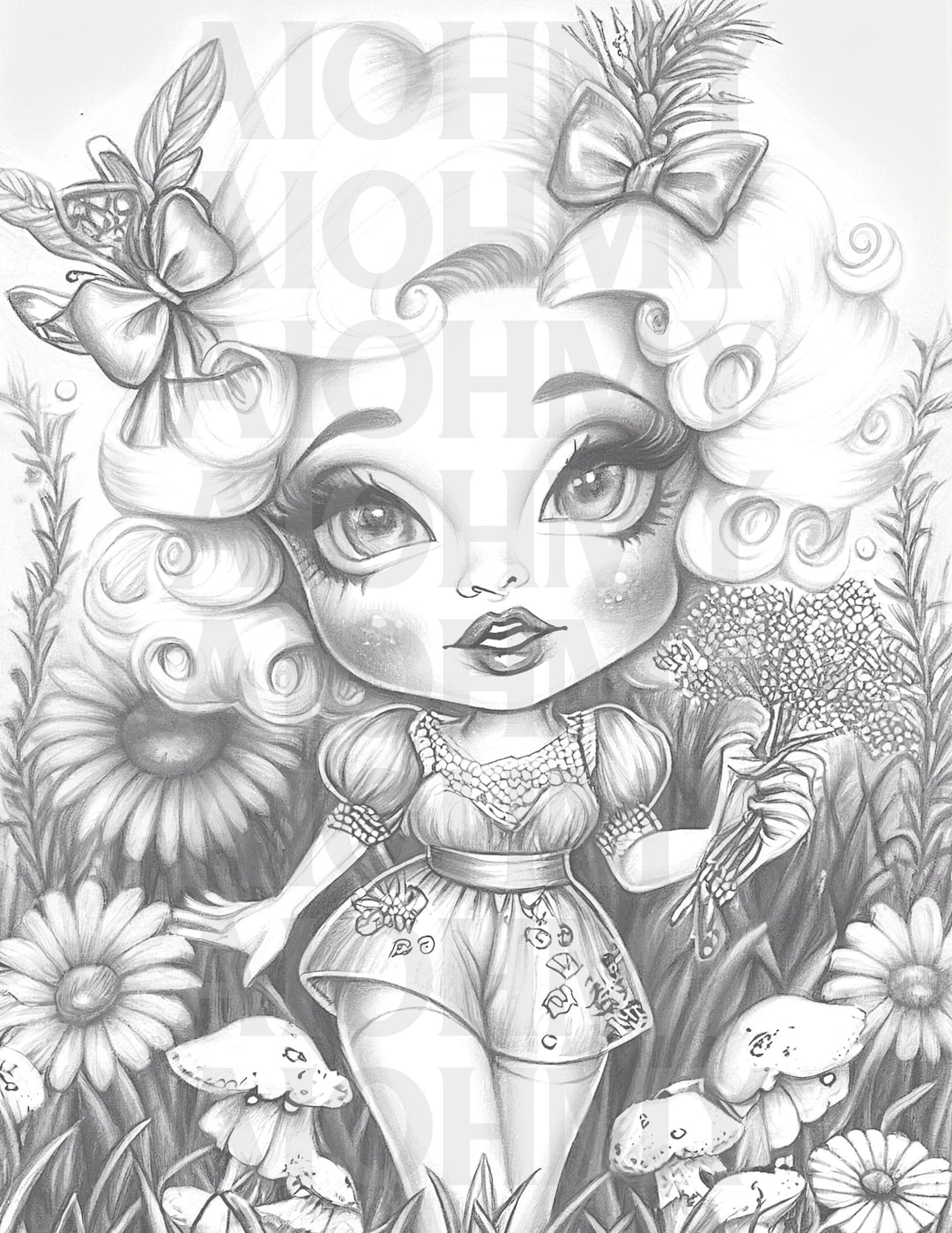 Cookie With Flowers Grayscale Coloring Page Printable for Download, 1 ...