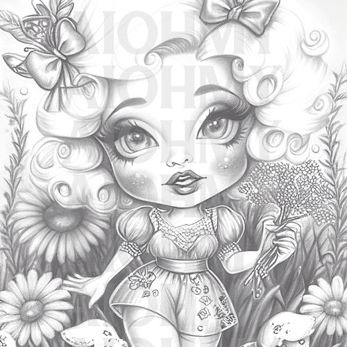 Harper Grayscale Coloring Page Printable for Download 1 PDF - Etsy