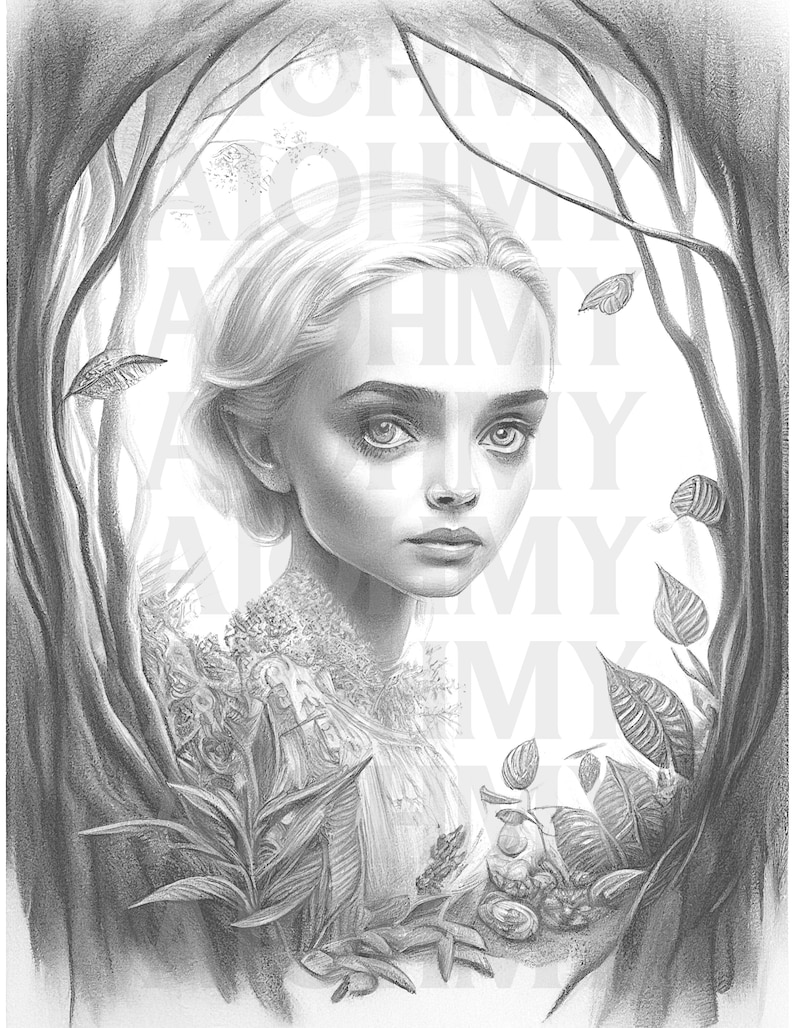 Harper Grayscale Coloring Page Printable for Download 1 PDF - Etsy