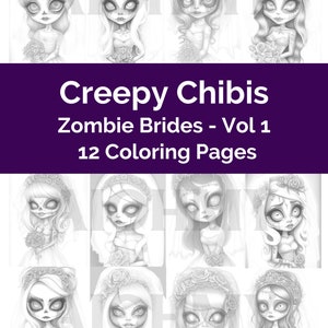 Creepy Chibis Zombie Brides Vol 1 Printable Coloring Pages for Adults ...