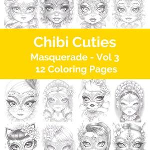 Chibi Cuties Masquerade Vol 3 Printable Coloring Pages for Adults PDF ...