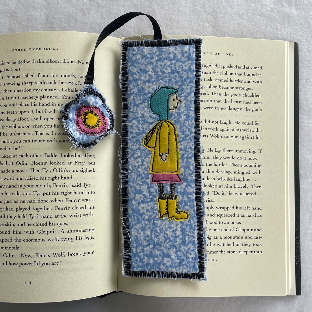 Charming Coraline Jones Fabric Bookmark Handmade With Love Neil Gaiman ...