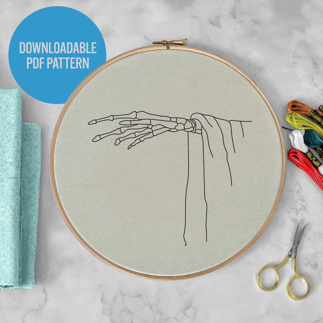 Spooky Grim Reaper Skeleton Hand Embroidery Pattern Digital Download - Etsy