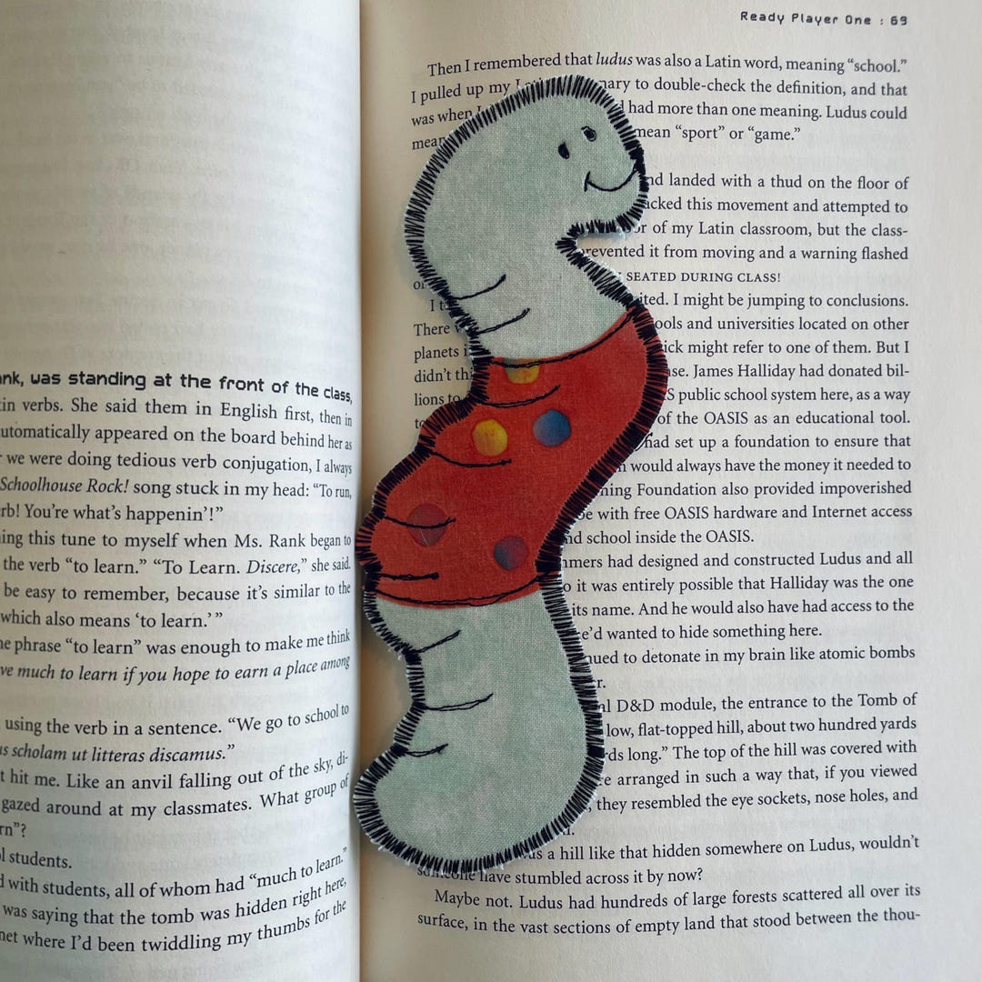 Whimsical Gummy Worm Fabric Bookmark for Book Lovers Unique Reading ...
