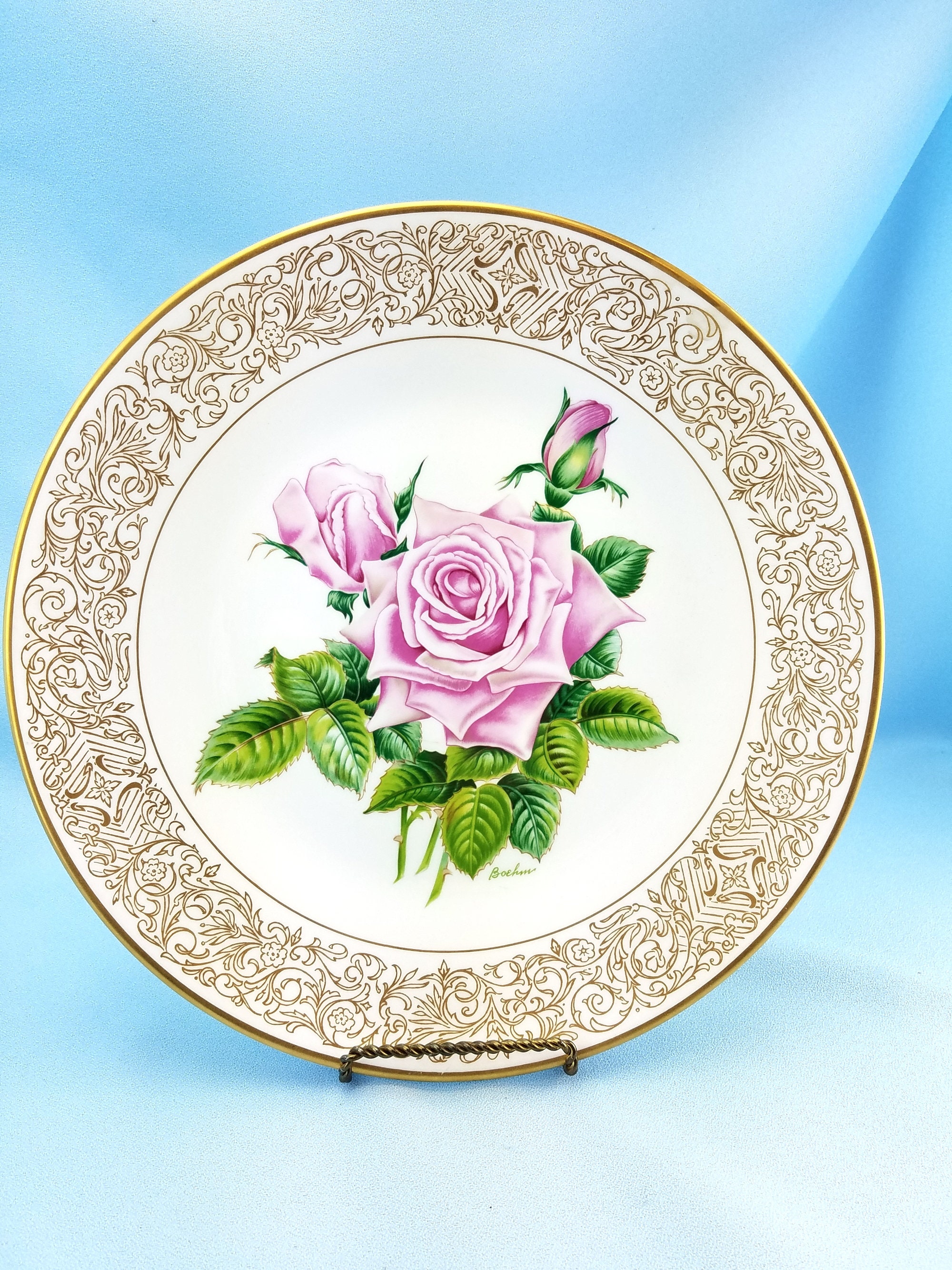 Rose Collection Plate by Boehm the Royal Highness Rose Pink | Etsy