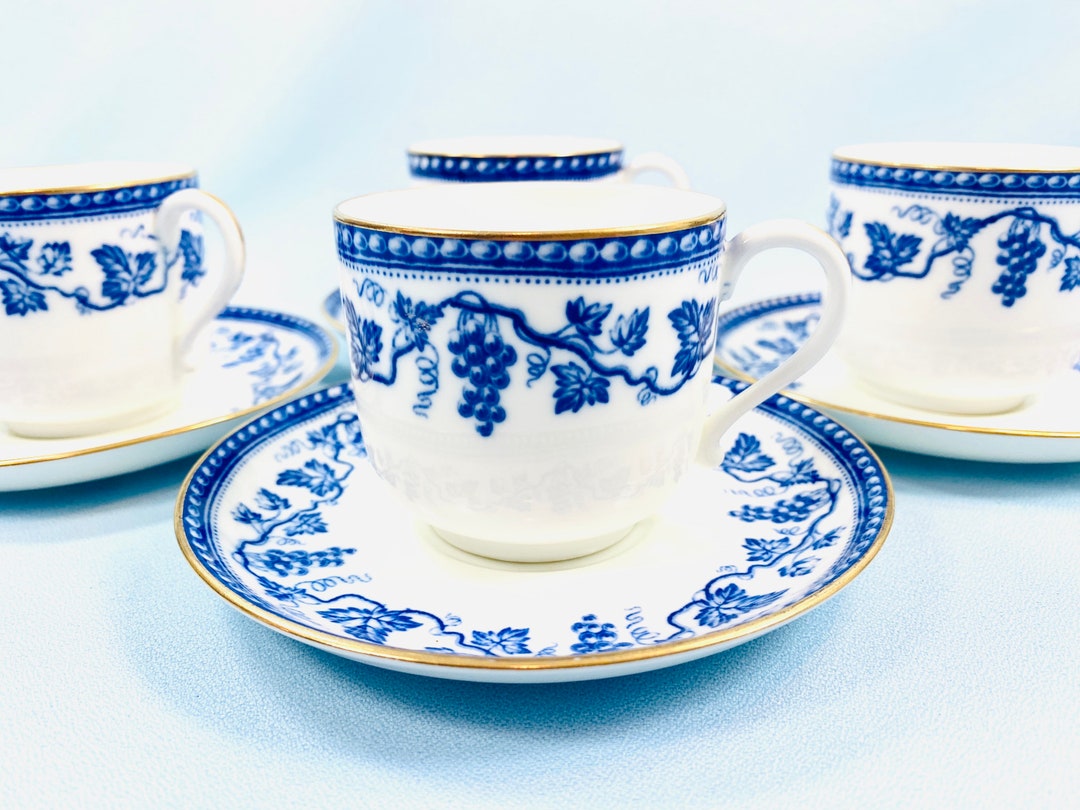 Set of Four Demitasse Cup & Saucer Sets, the Sofia by WEDGWOOD England, Small Coffee, Espresso ...