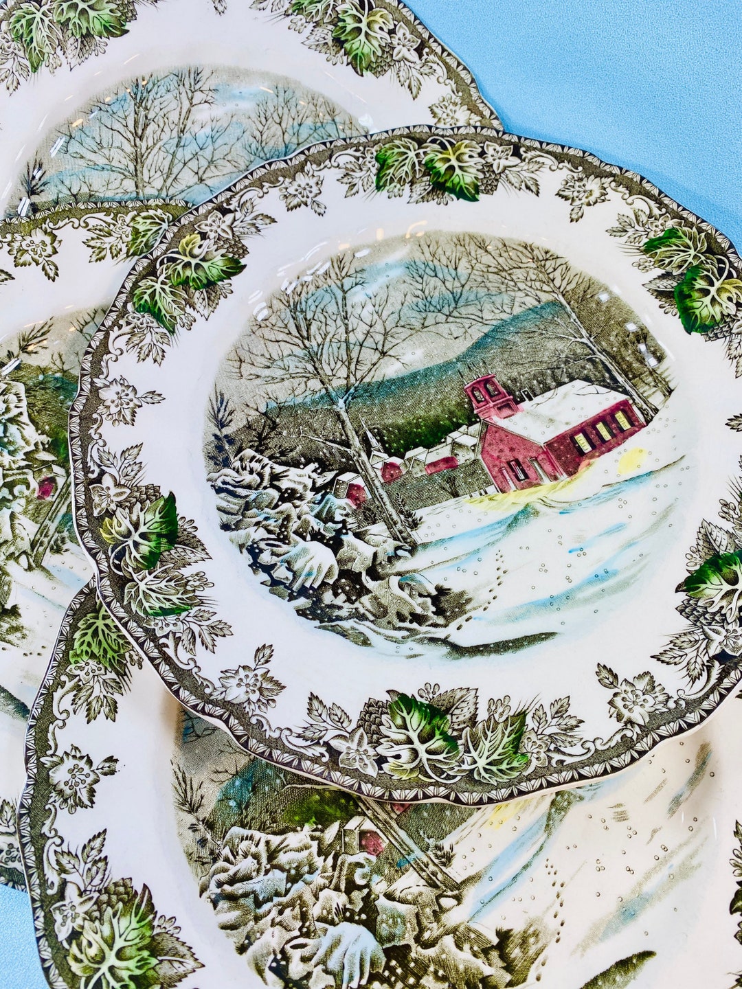 The Friendly Village Dinner Plates - the School House - Johnson Bros ...