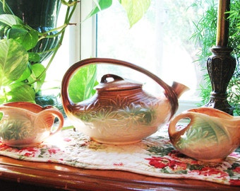 Mccoy Tea Set, Pinecone Pattern Teapot, Vintage Creamer and Sugar ...