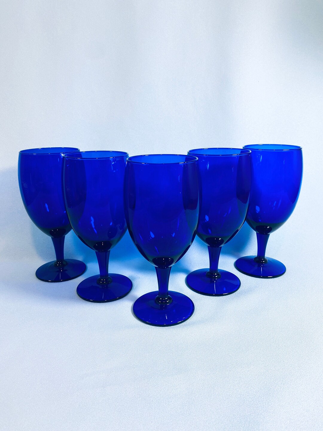 Set of Five Cobalt Blue Iced Tea Goblets, Premiere by Libby Glass, Gift ...