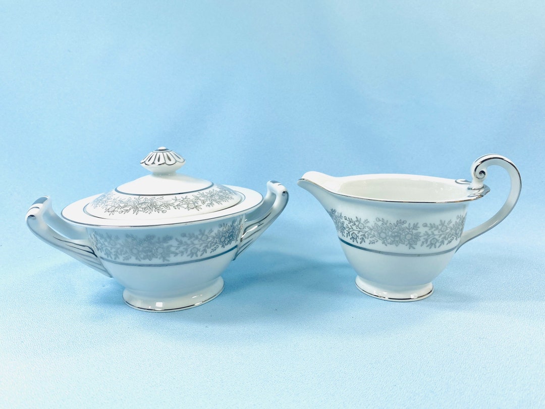 Seyei Fine China Cream and Sugar Set: Brilliant Platinum Trim - Etsy
