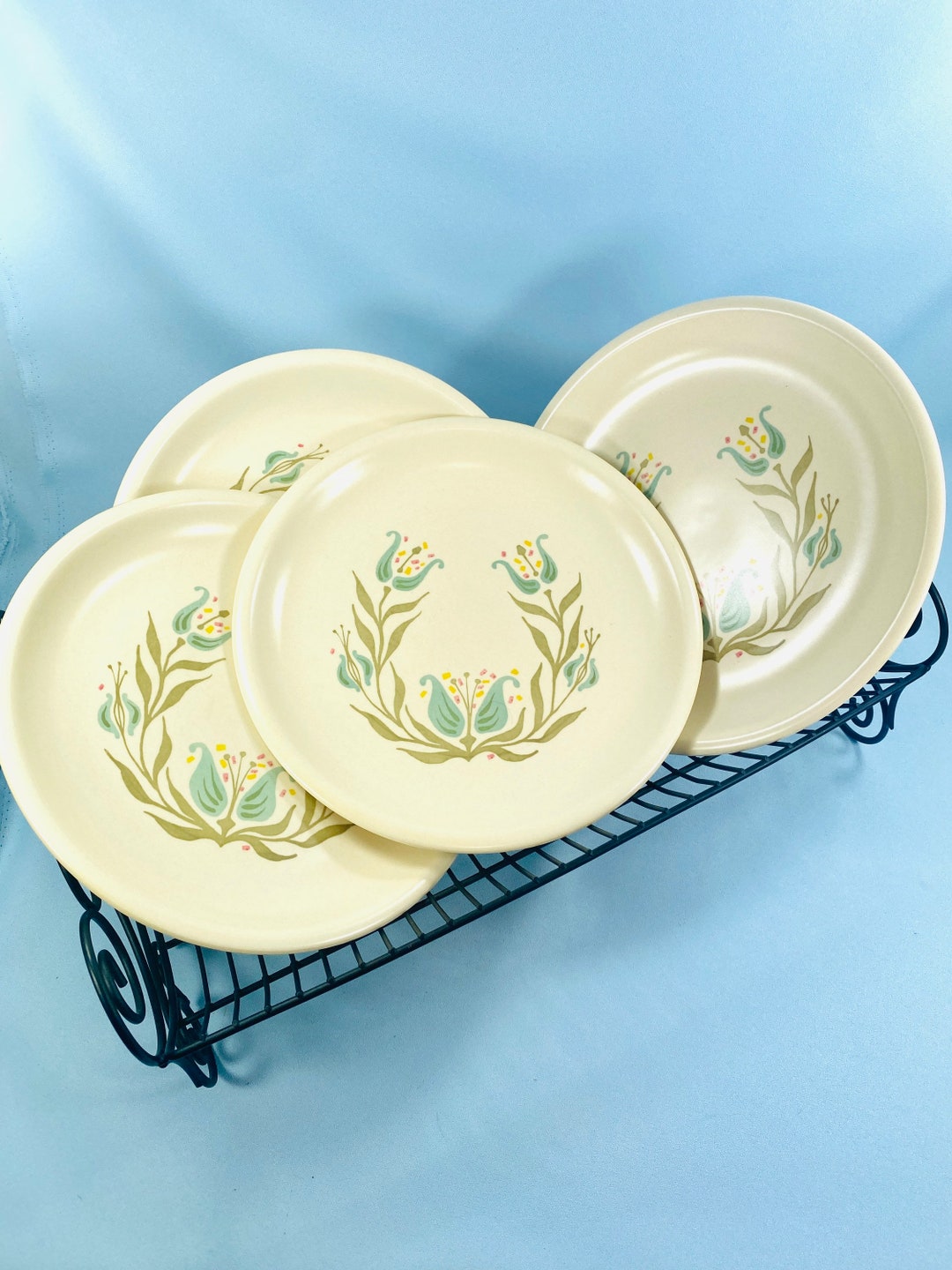 4 Dinner Plates, Blueberry Hill by Metlox Poppytrail VERNON, 1950's Mid ...