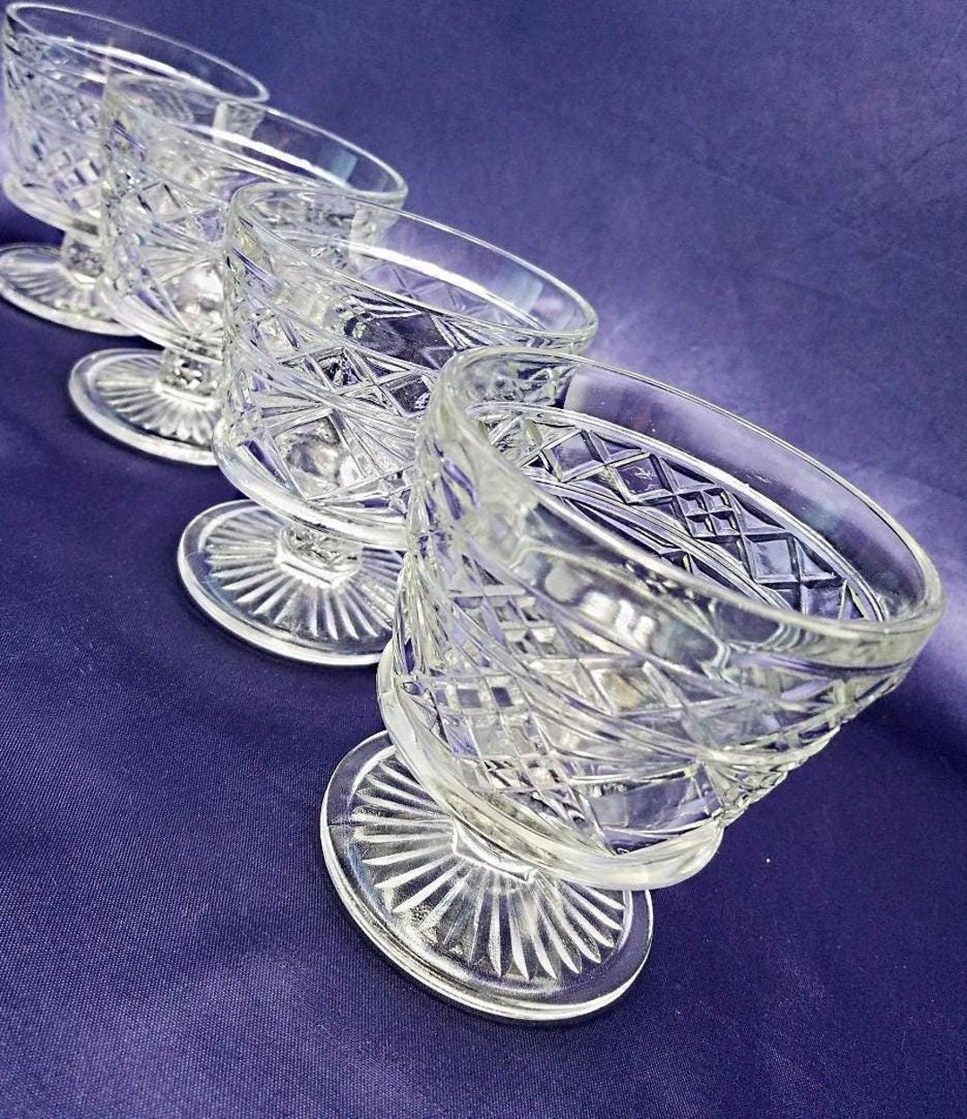 6 Peanut Butter Pressed Glass Compotes by Big Top, Proctor and Gamble ...