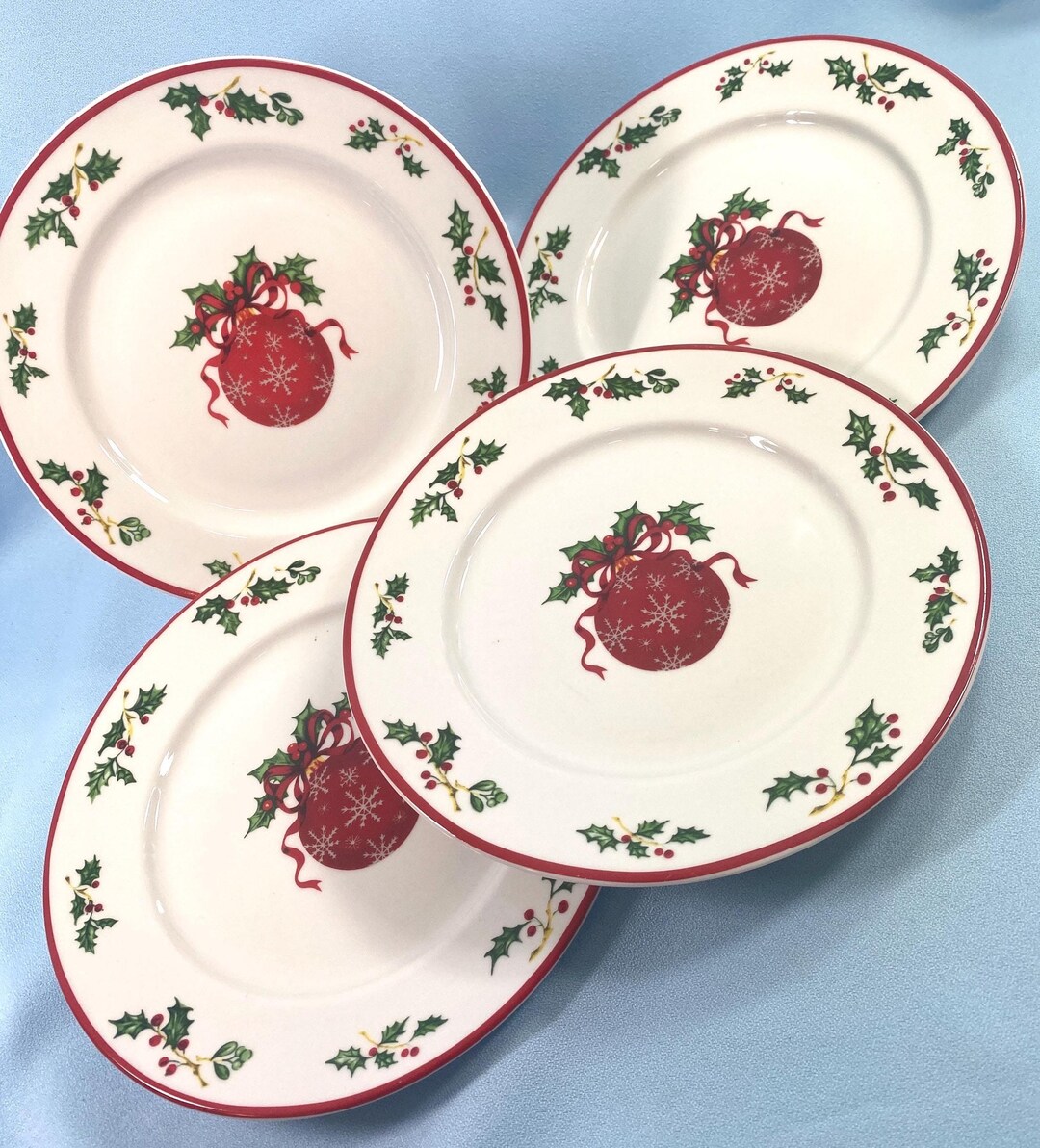 4 Salad Plates, Holiday Celebrations by Christopher Radko, Party Dishes ...